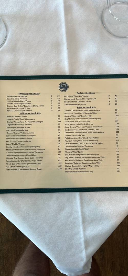 Menu at City Kitchen restaurant, Beaufort