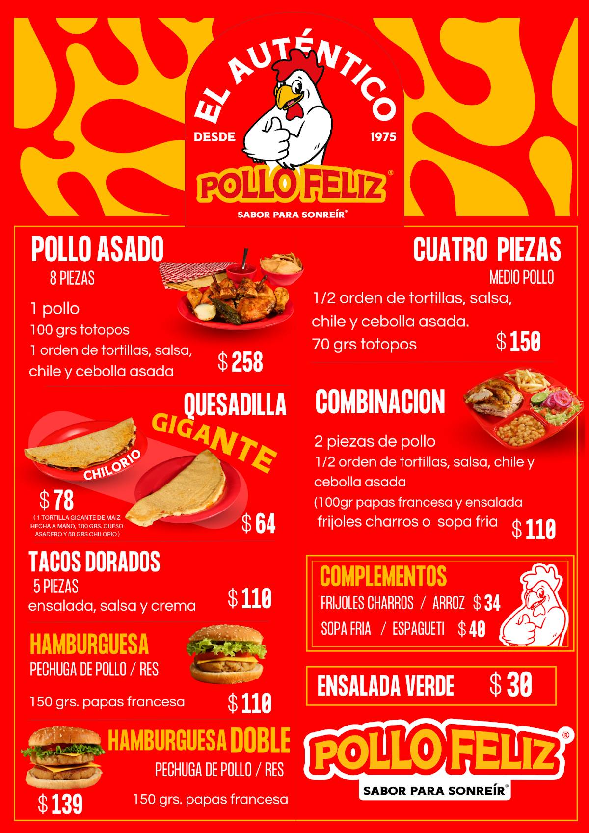Carta del restaurante Pollo Feliz Mante, Ciudad Mante, Luis Echeverría ...