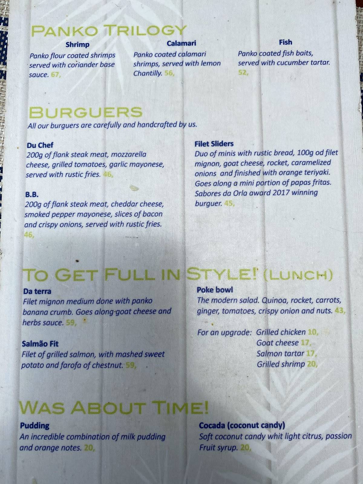 Menu em Clássico Sunset Club Urca, Rio de Janeiro