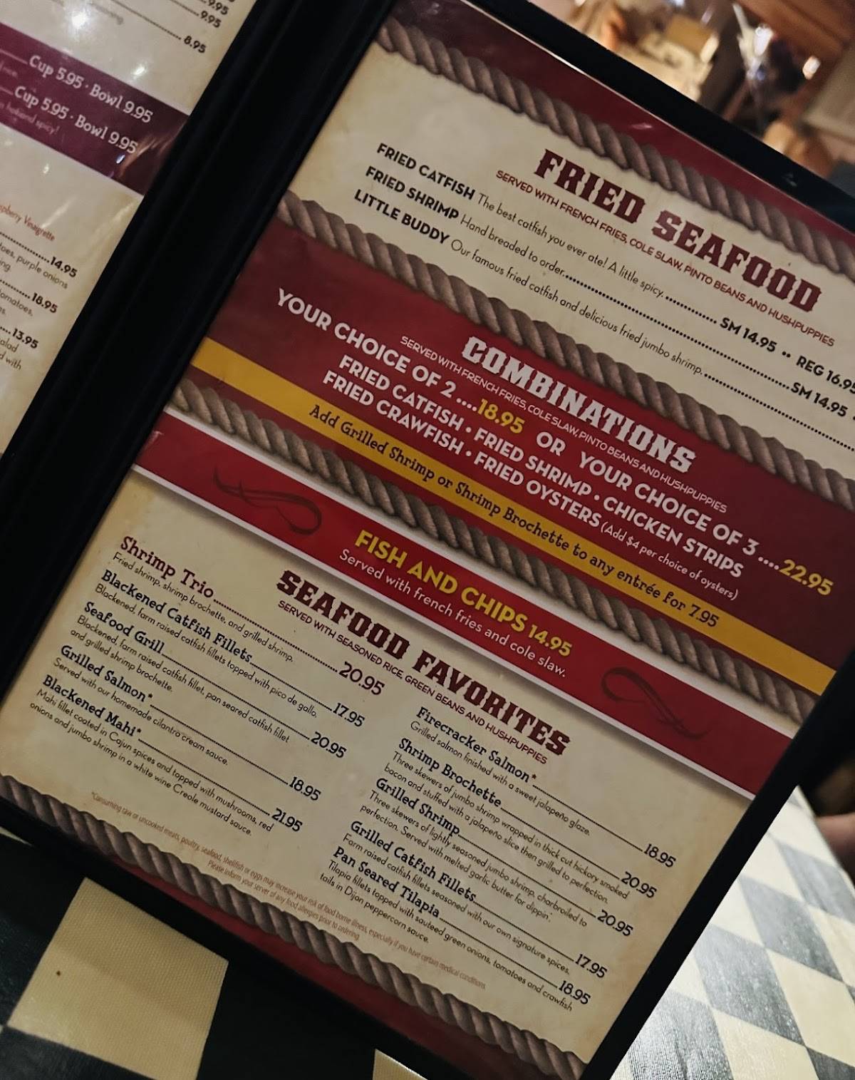 Menu at Clear Springs Restaurant, Tyler