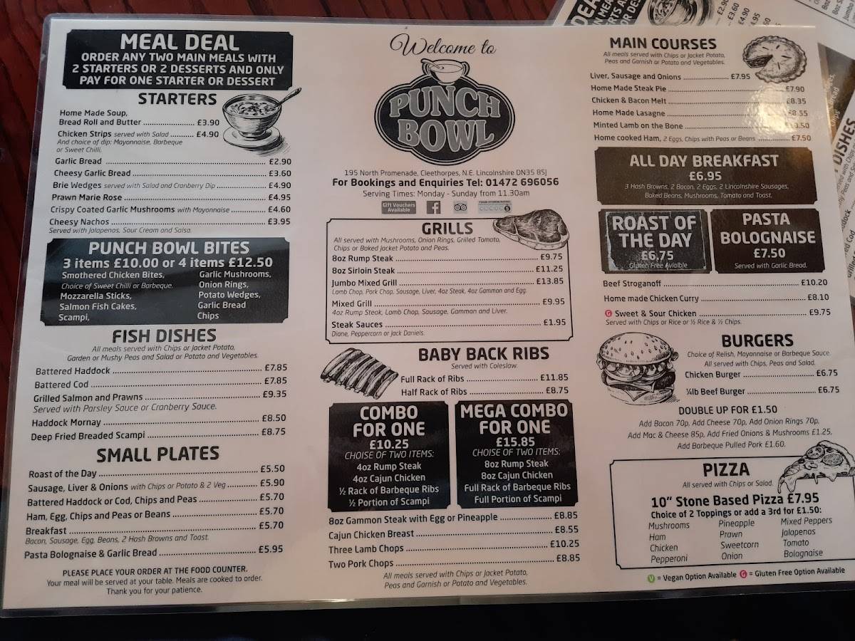 Menu at The Punch Bowl pub & bar, Cleethorpes