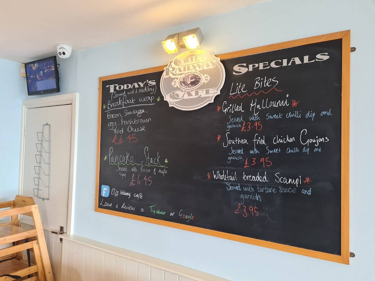 Menu at Cliff Railway Cafe, Torquay