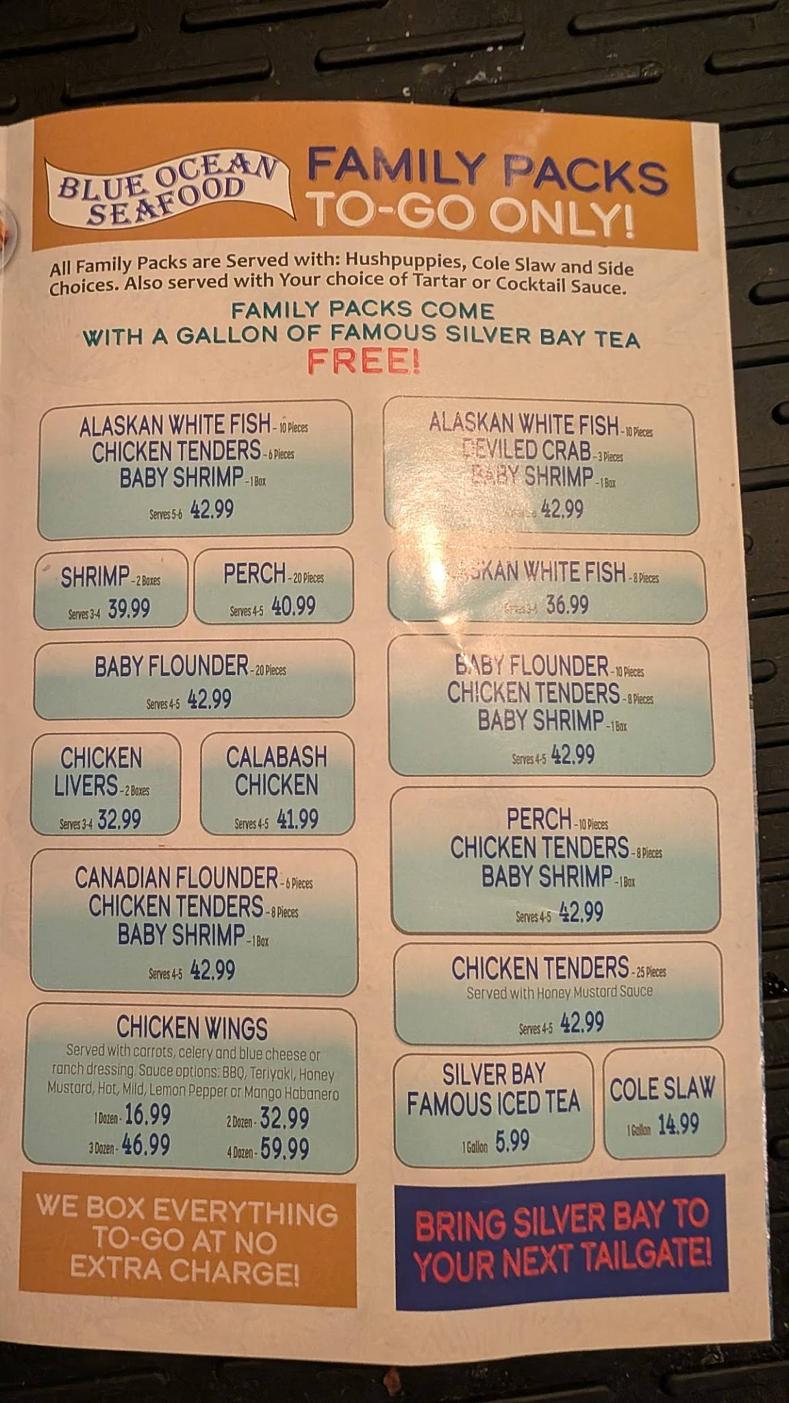 Menu at Blue Ocean Seafood Restaurant, Clinton