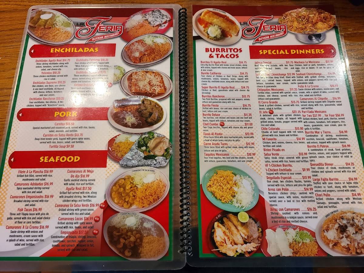 Menu at La Feria restaurant, Clinton