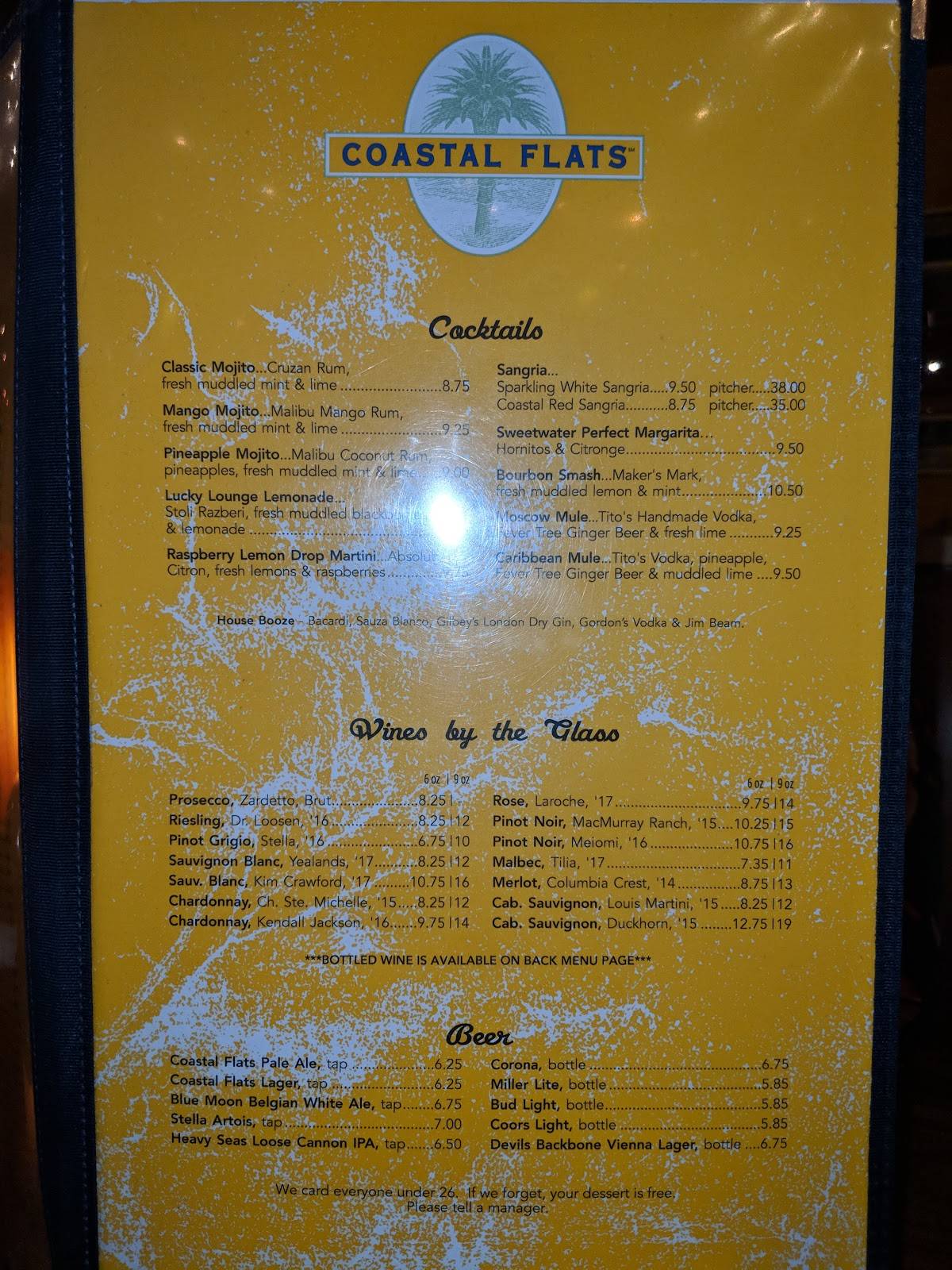 Menu at Coastal Flats restaurant, Fairfax