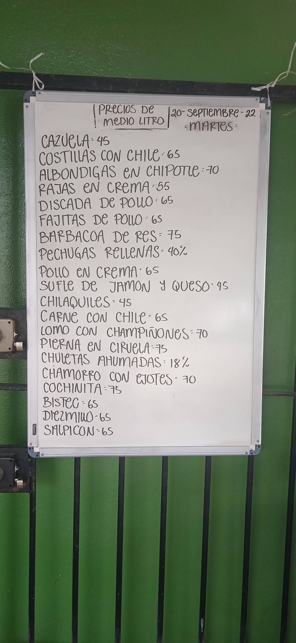Carta del restaurante Cocina Economica Quetzal, Huatabampo