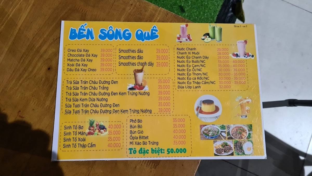 Menu at Nhà Hàng Bến Sông Quê restaurant, Quang Ngai