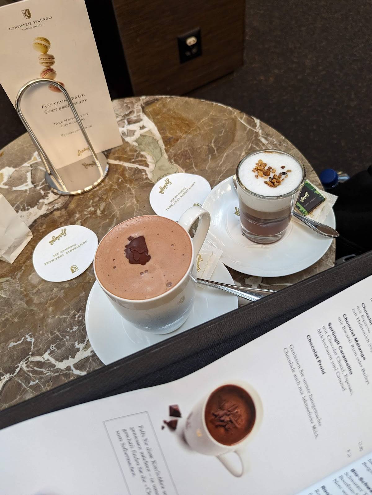 Speisekarte von Confiserie Sprüngli Café & Lounge - Zürich Flughafen ...
