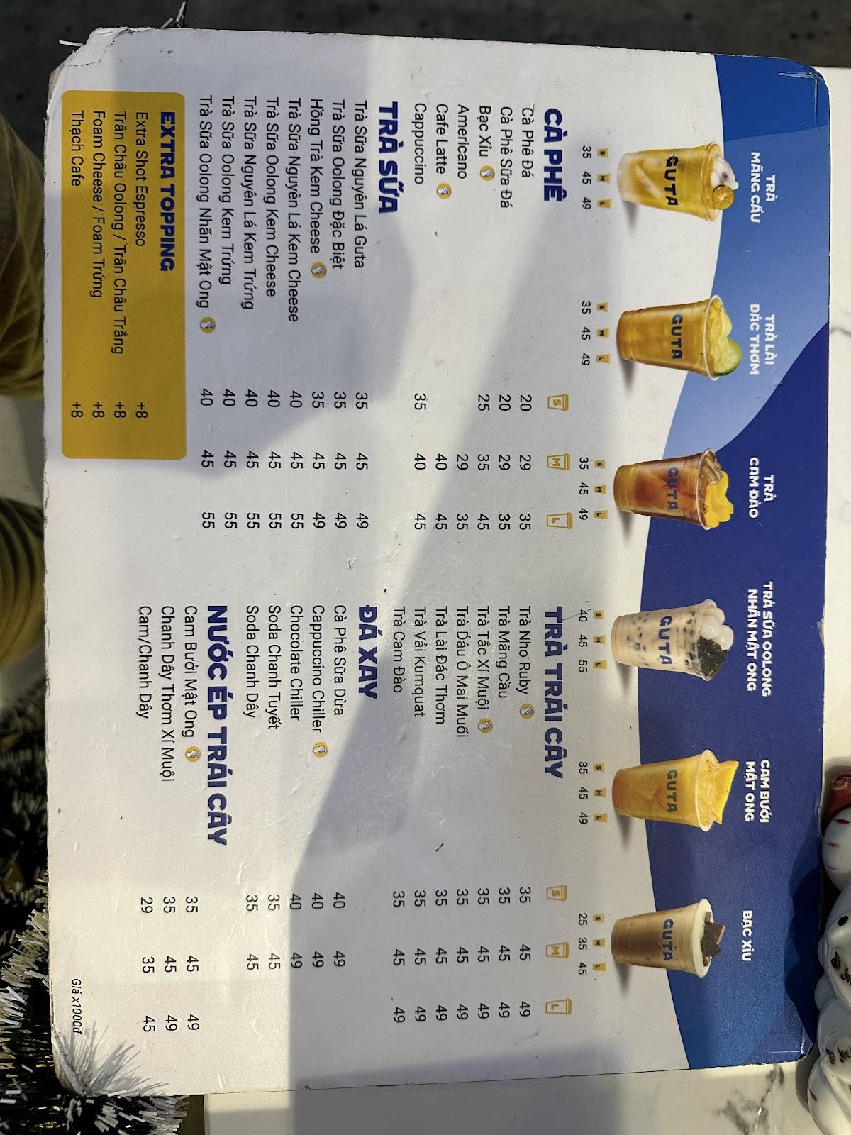 Menu at Công ty TNHH Guta Việt Nam cafe, Ho Chi Minh City