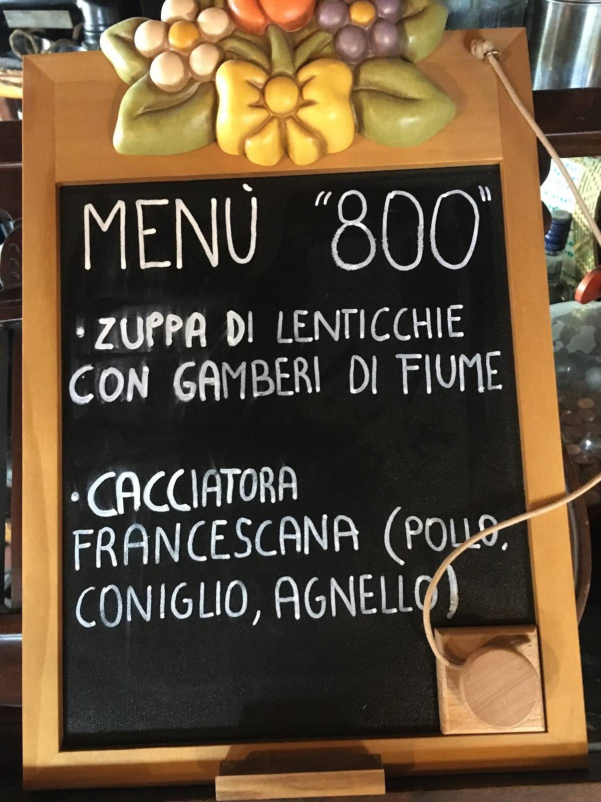 Menu da Il Nido del Corvo ristorante, Greccio
