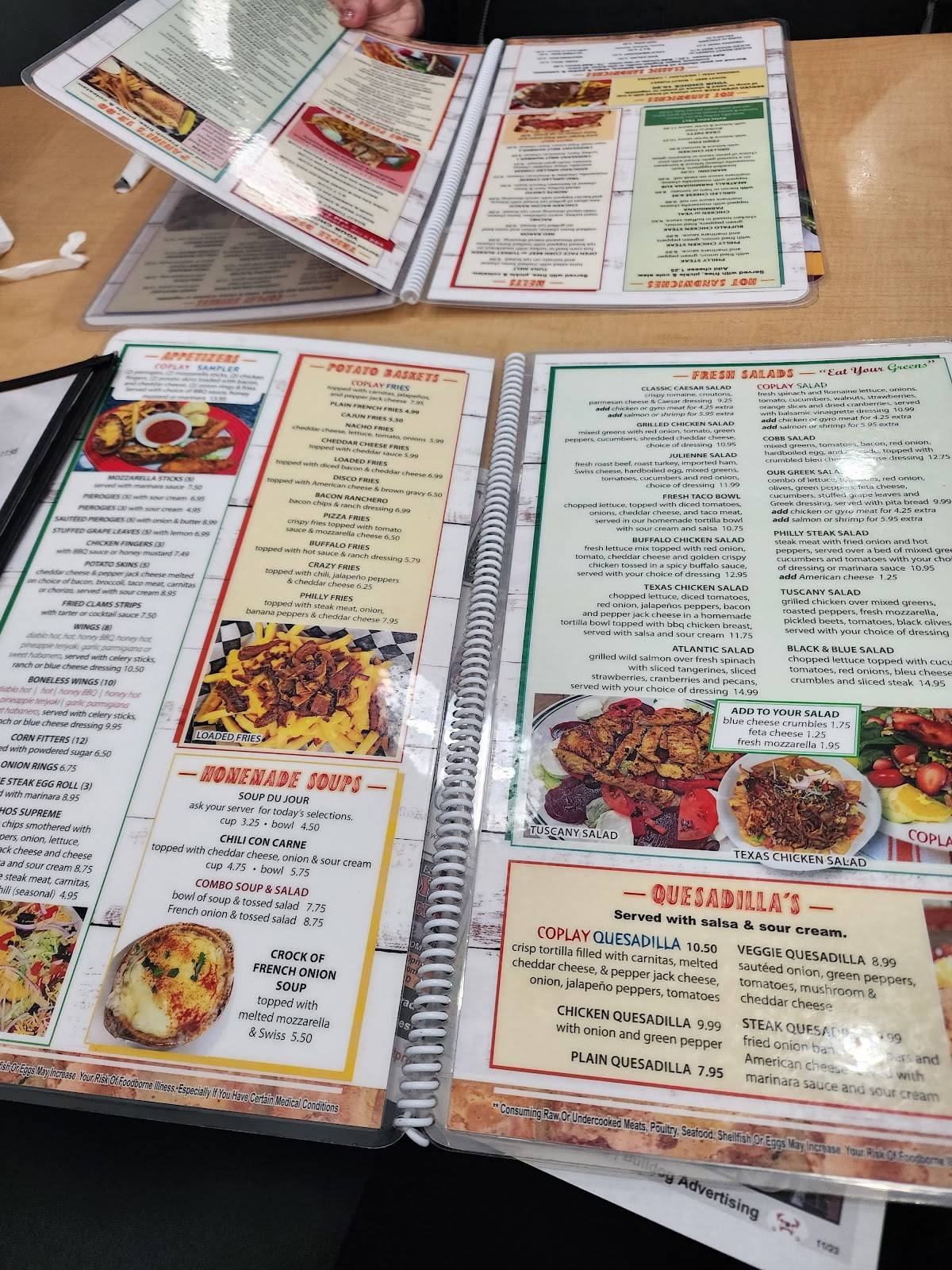 Menu at Coplay Eatery restaurant, Coplay