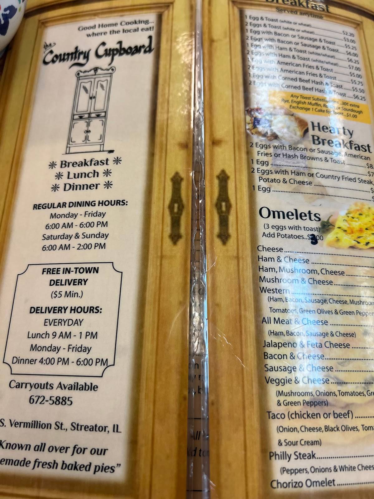 Menu at Country Cupboard restaurant, Streator, 124 S Vermillion St