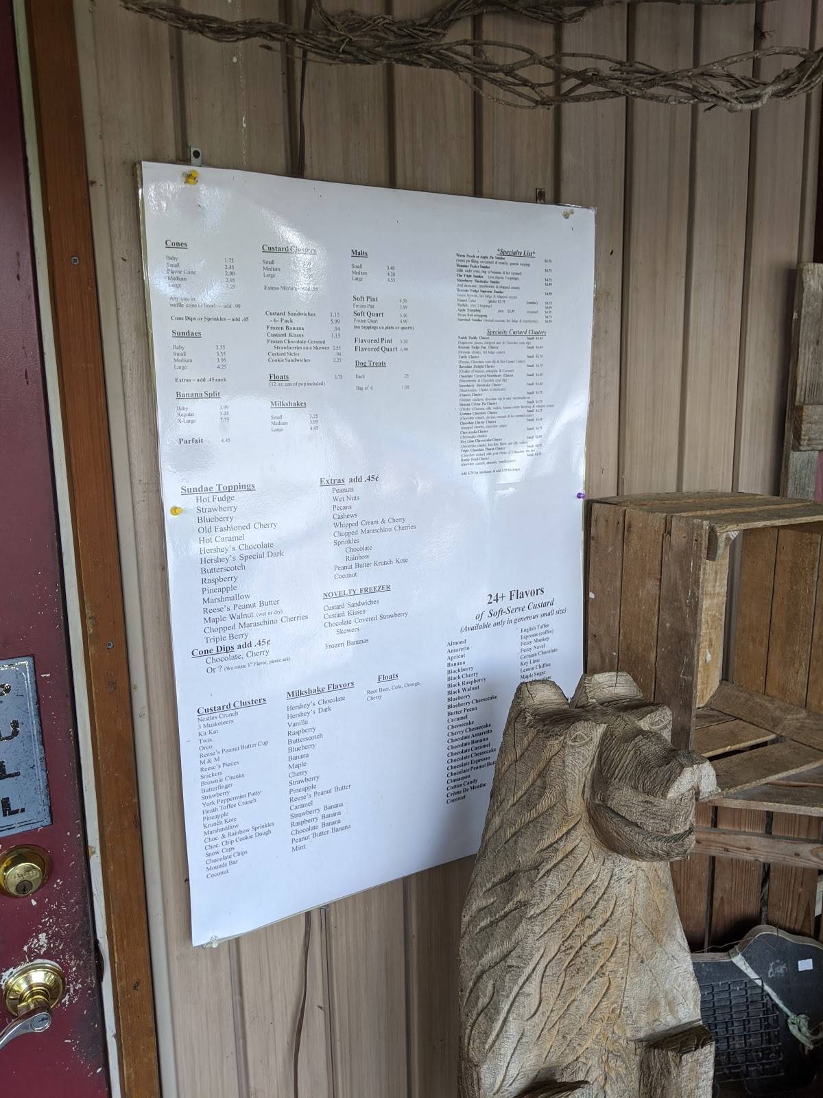 Menu at Country Custard Cottage, Sutersville