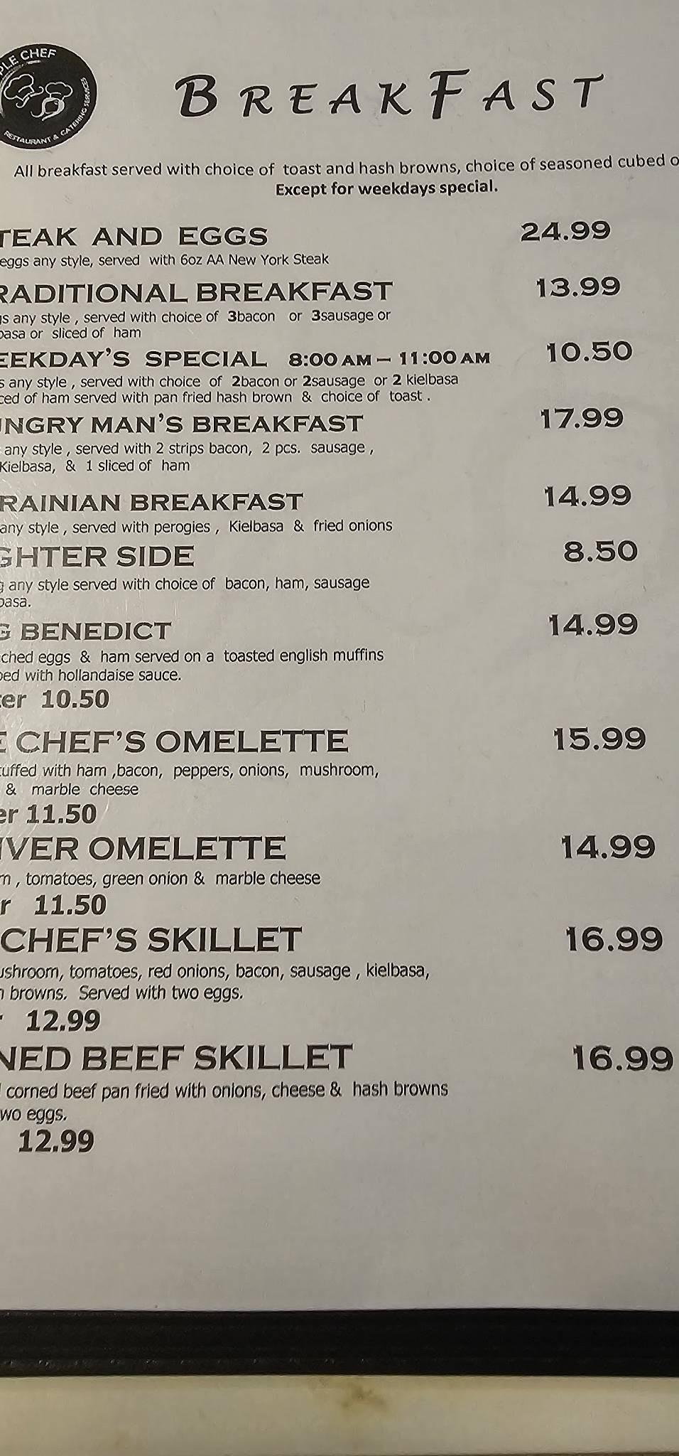 Menu at Couple Chef Restaurant & Catering Services, Winnipeg