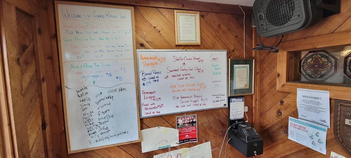 Menu at Covered Bridge Inn restaurant, Newton Falls