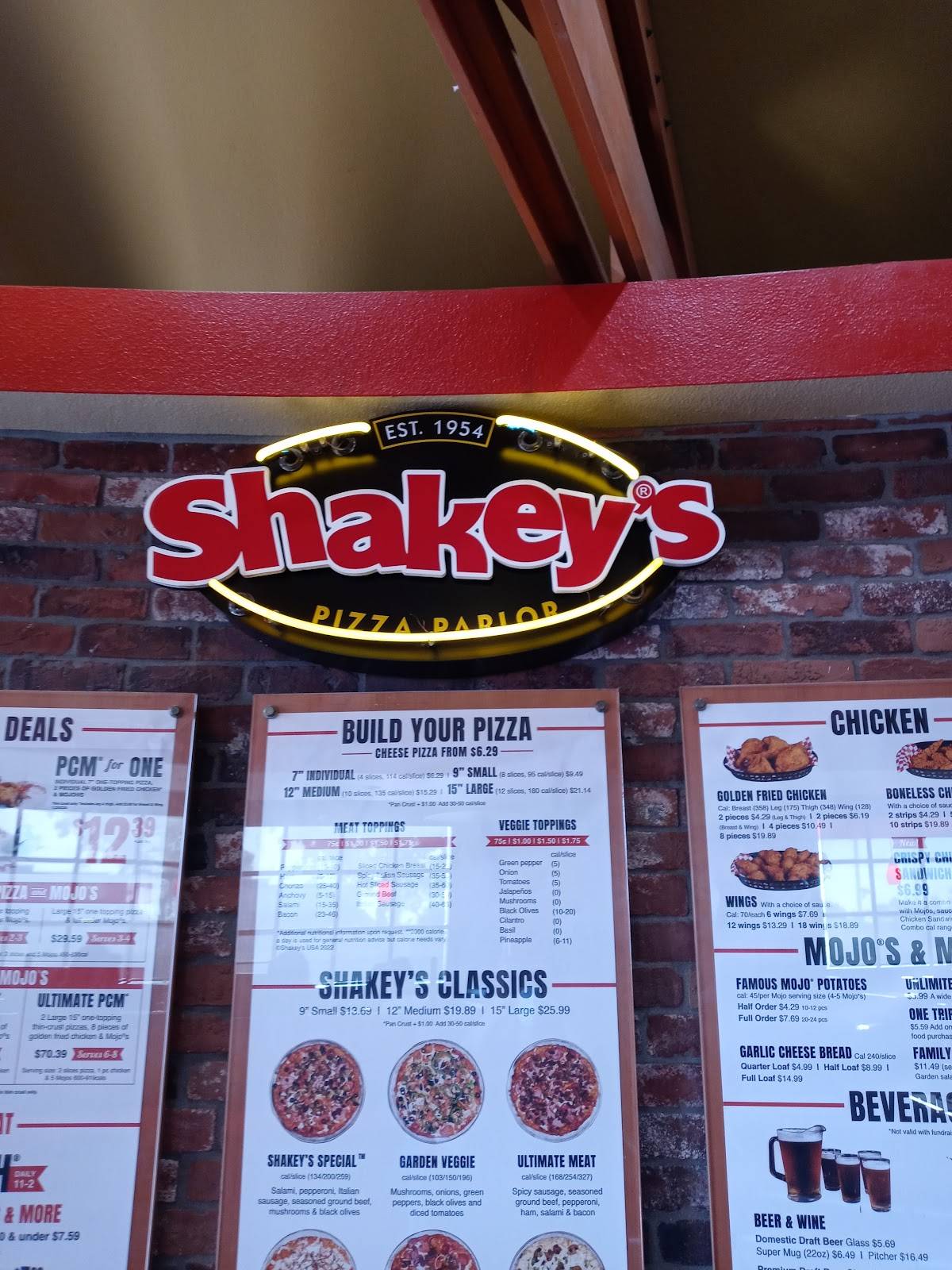 Menu at Shakey's Pizza Parlor pizzeria, Covina