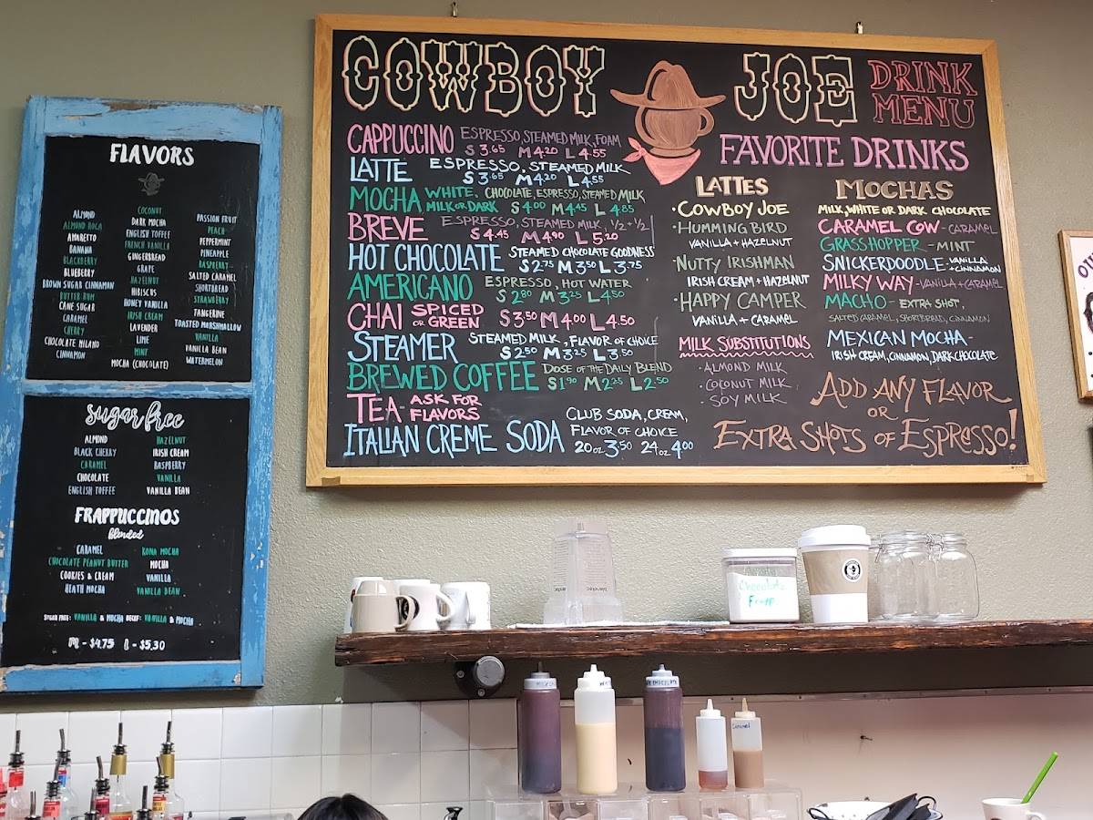 Menu at Cowboy Joe Downtown cafe, Elko
