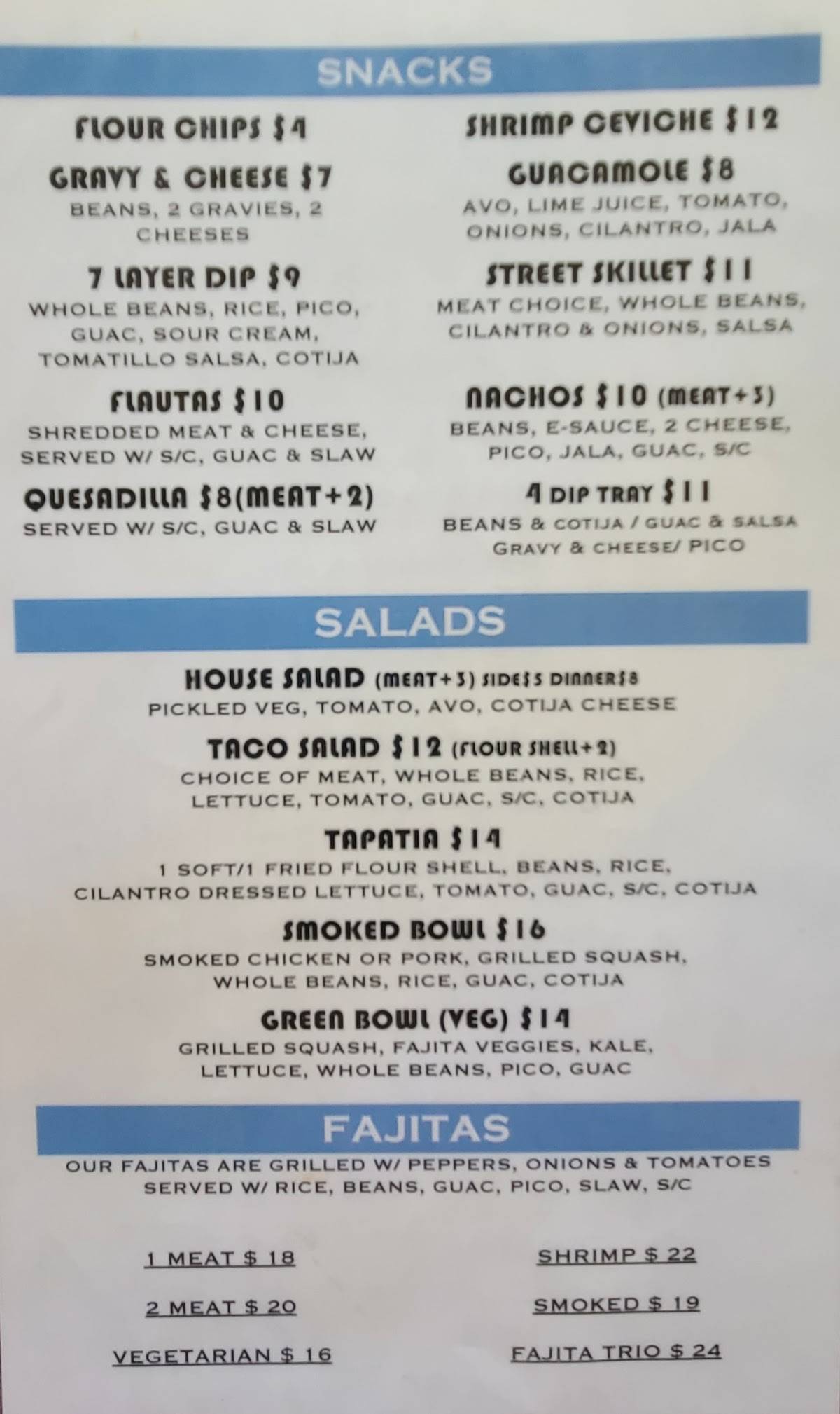Menu at Coyotes pub & bar, Lockeford