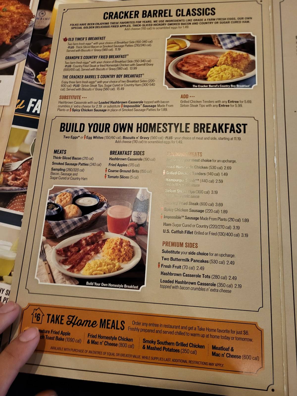 Menu at Cracker Barrel Old Country Store, Glendale, W Glendale Ave