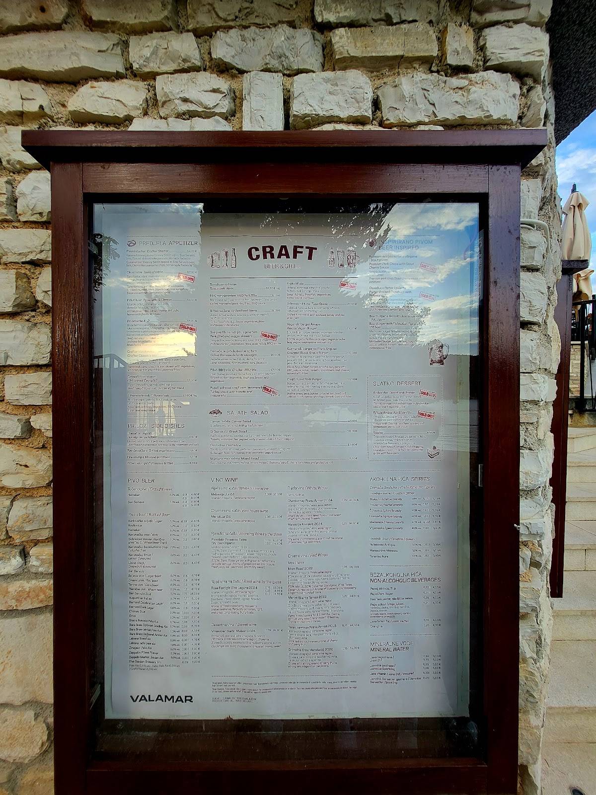 Menu at Craft Beer & Grill restaurant, Rabac