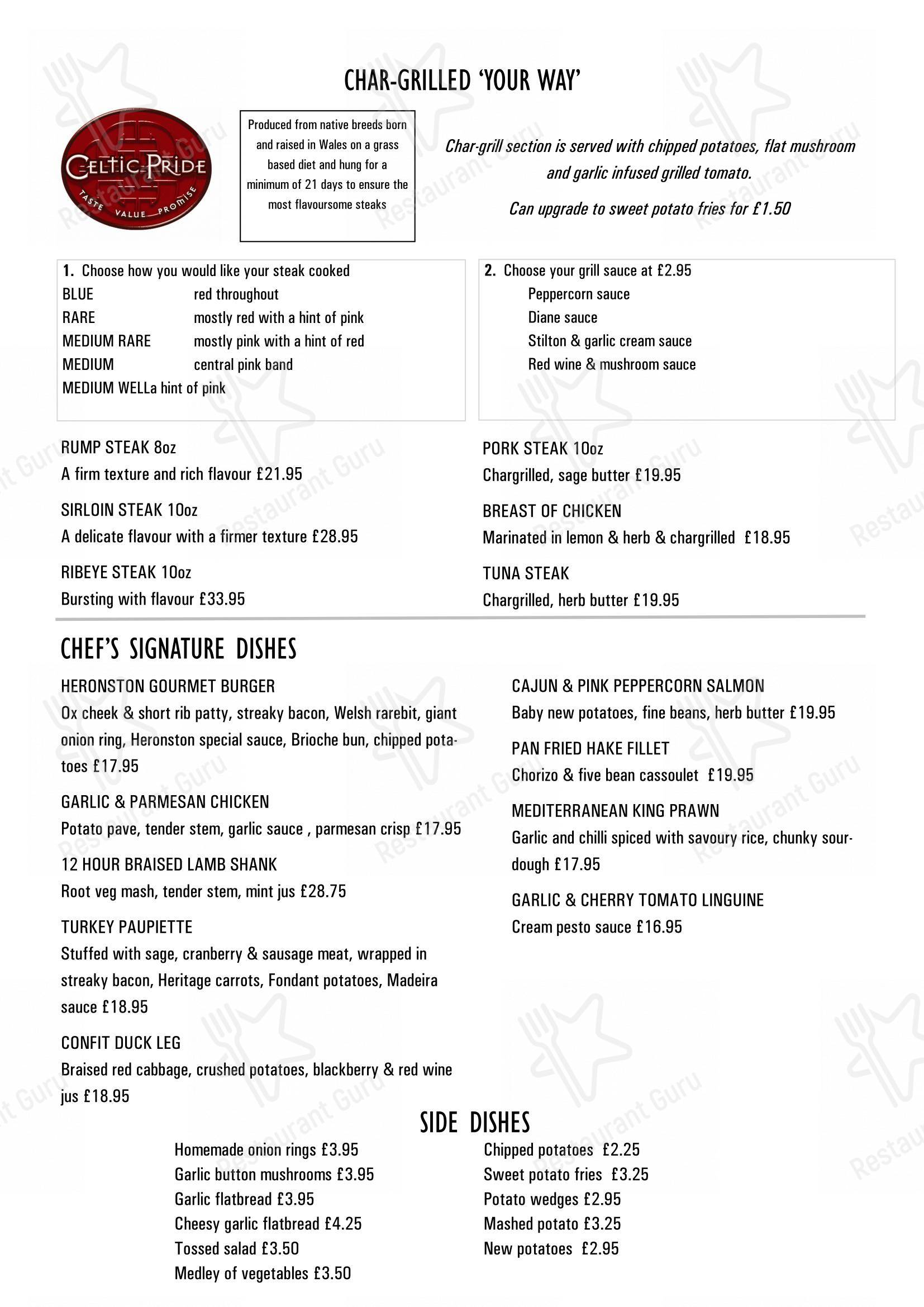 Menu at Crane, Bridgend