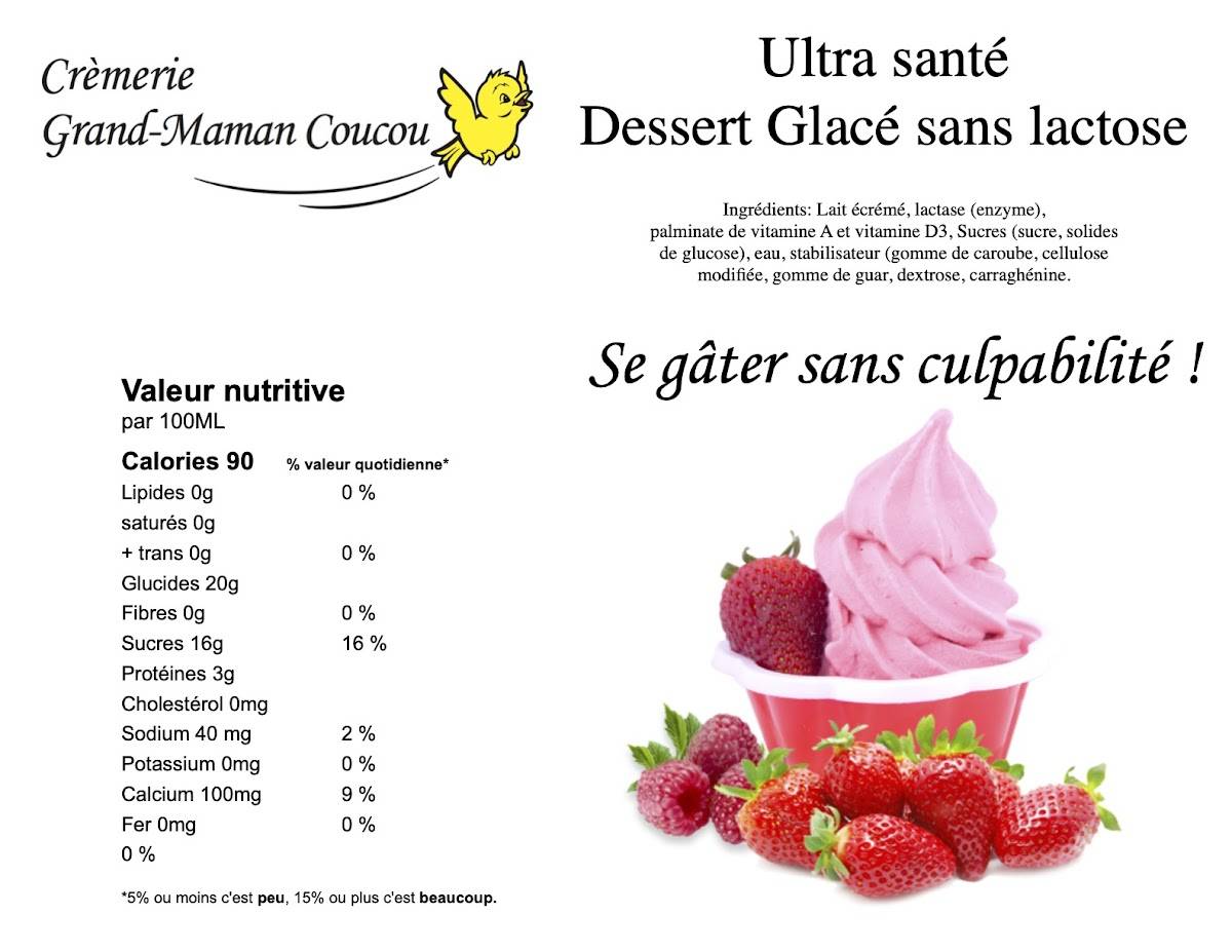 Carta del postres Crèmerie Chez Grand-Maman Coucou, Repentigny