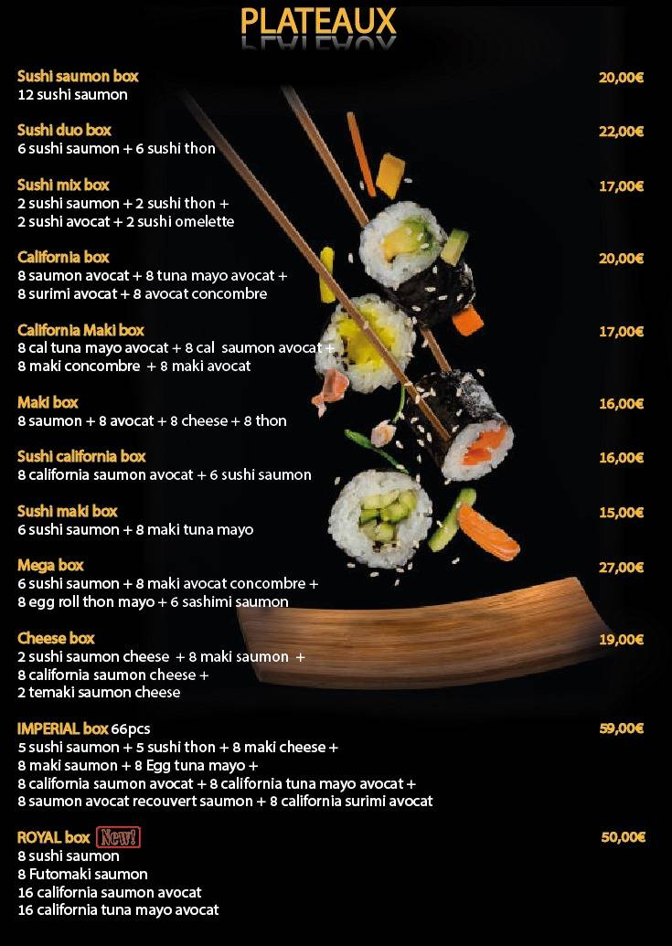 Menu au KAMPAI Créteil Glatt Cacher restaurant, Créteil