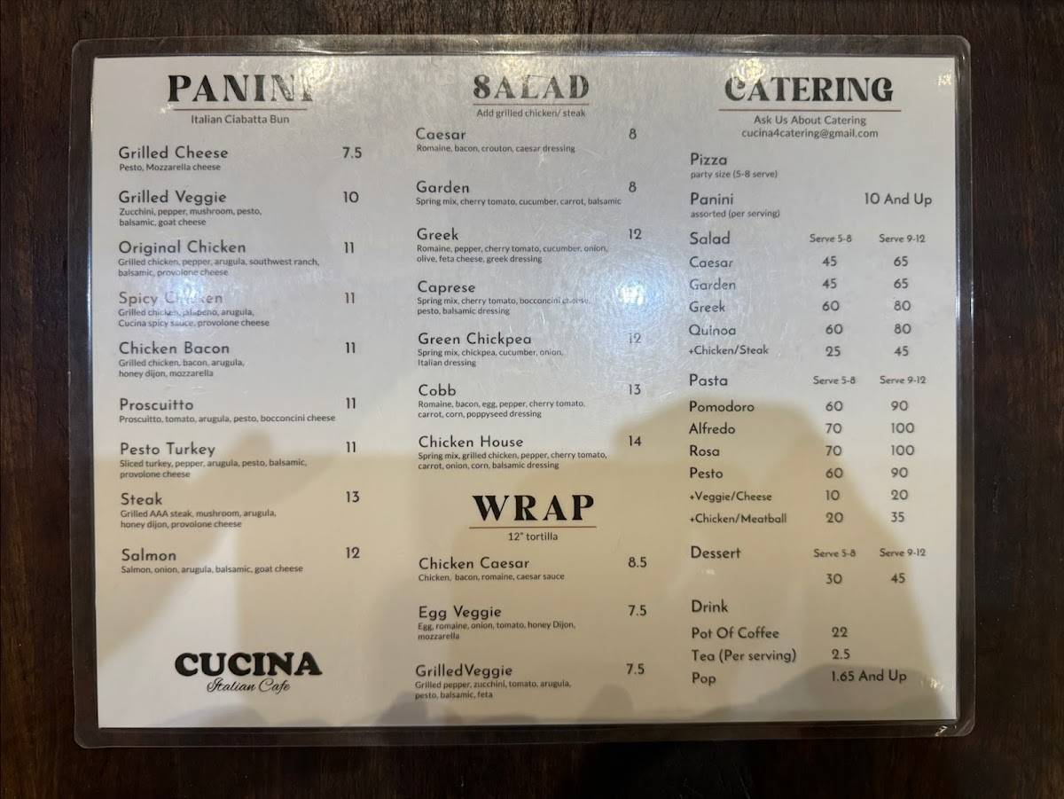 Menu at Cucina Italian Cafe, Toronto, Keele St #14