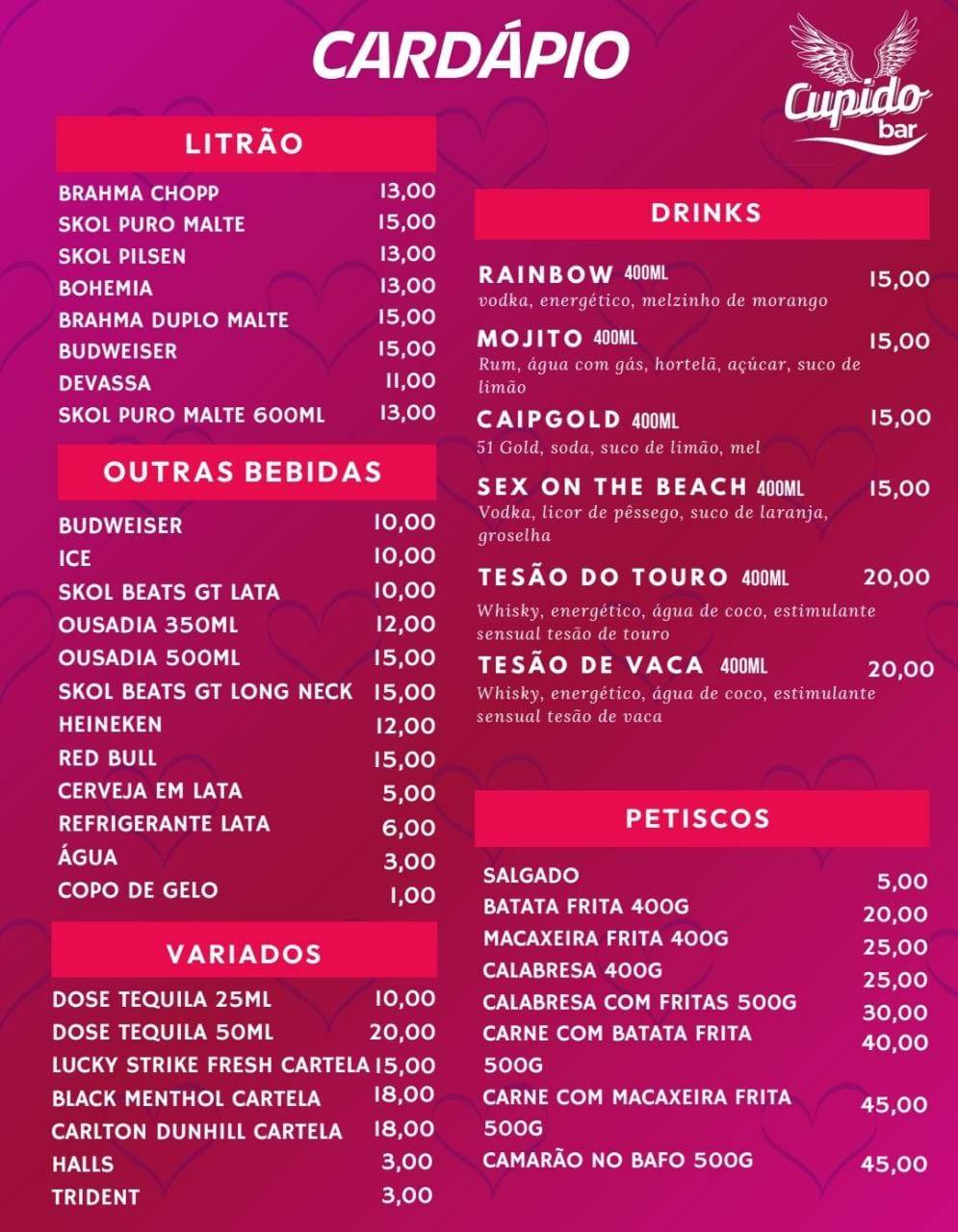 Menu em Cupido Bar - Bares - Central, Macapá, Macapá