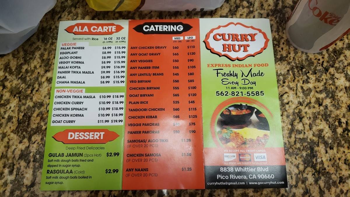Menu at Curry Hut - Express Indian Food restaurant, Pico Rivera ...