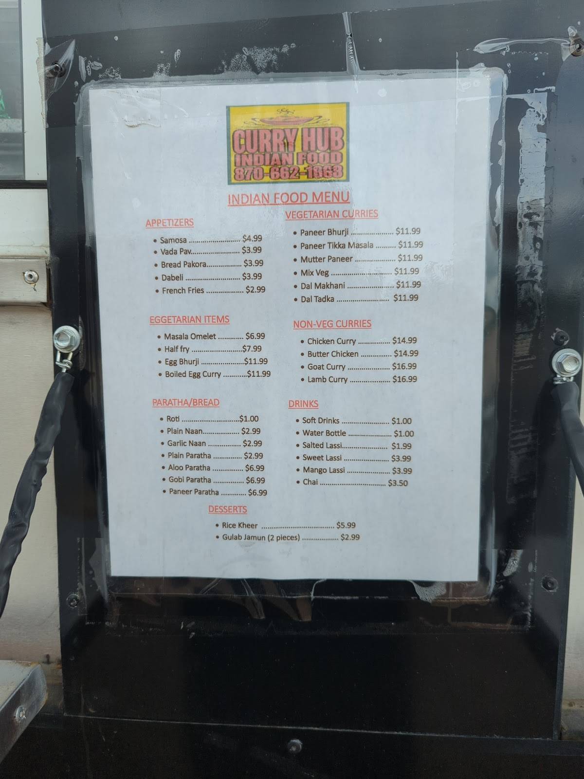 Menu at Curry hub Punjabi dhaba restaurant, Palestine