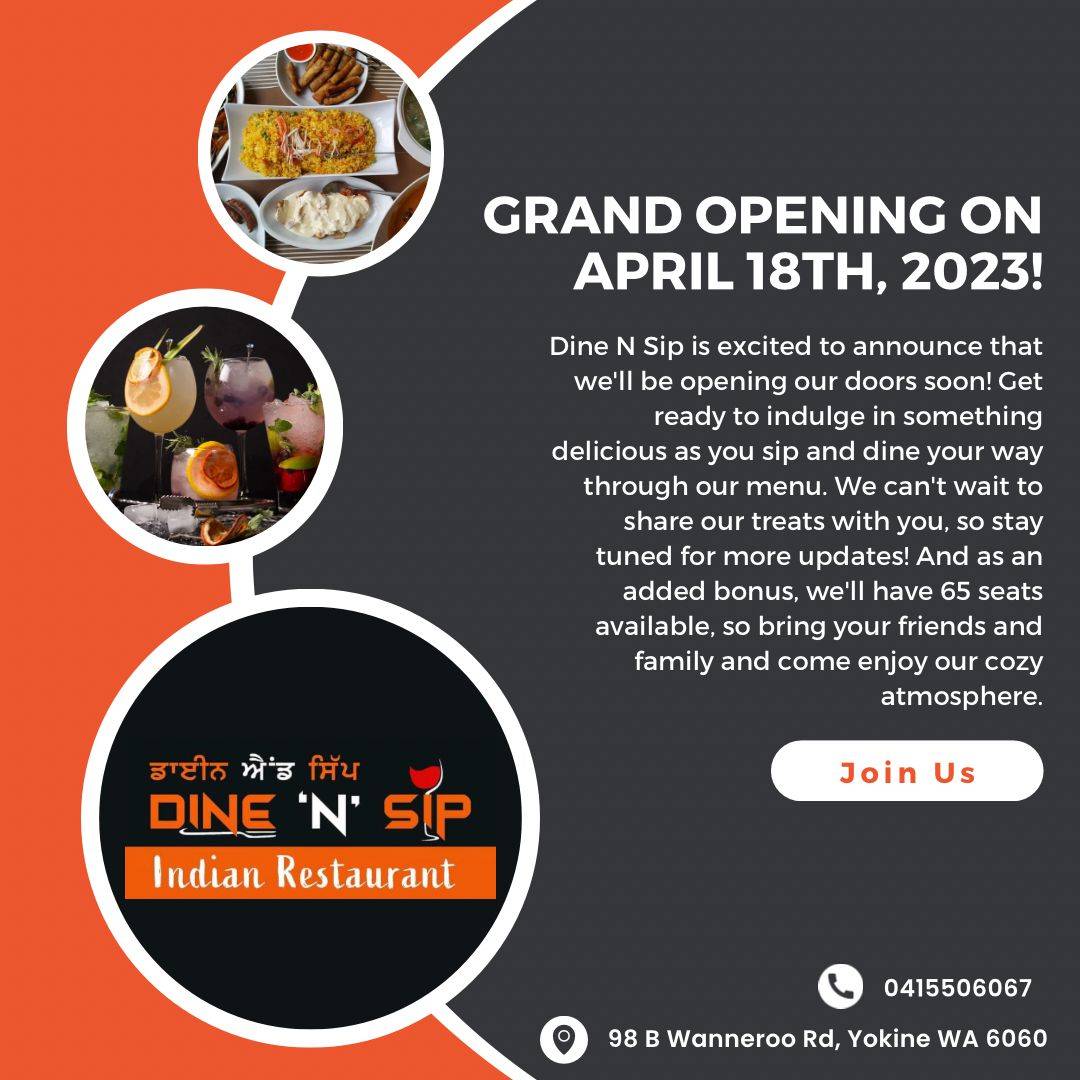 Menu at DINE 'N' SIP restaurant, Yokine