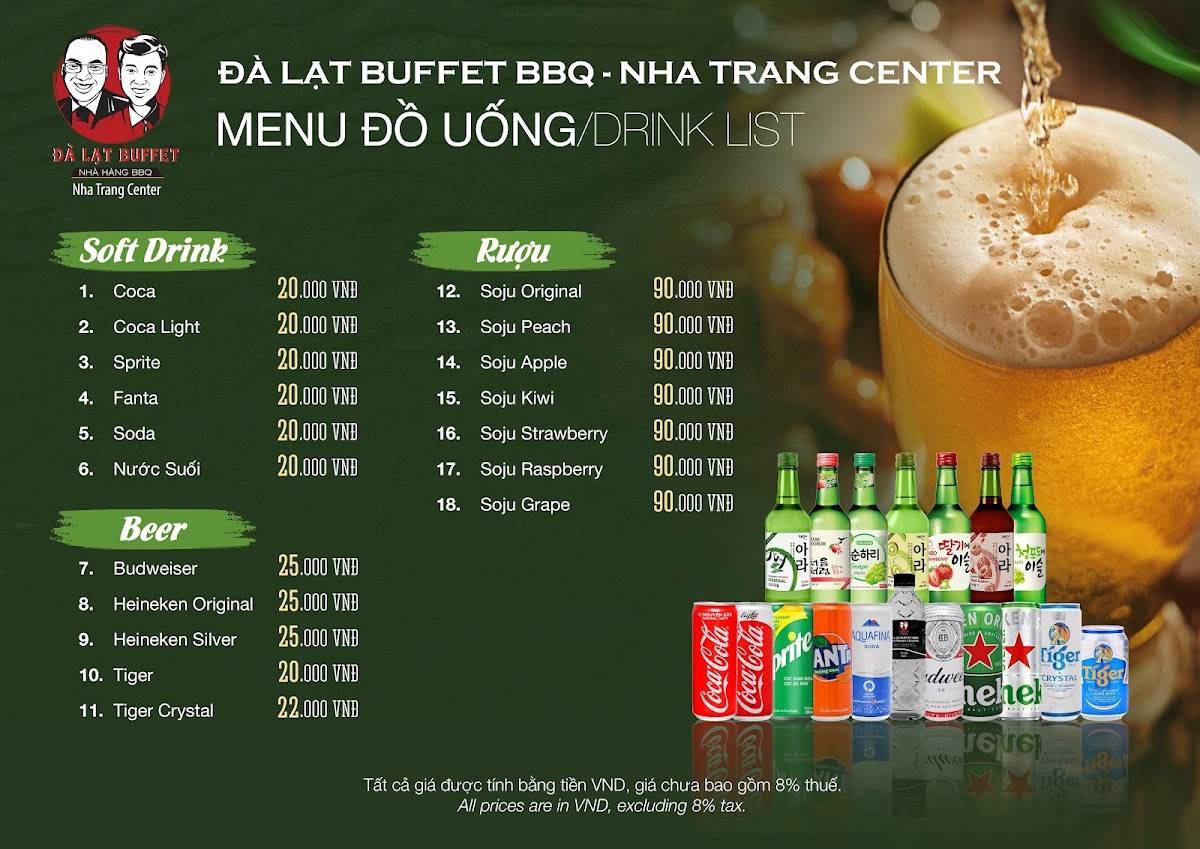 Menu at Đà Lạt Buffet BBQ - Nha Trang Center, Ninh Hòa