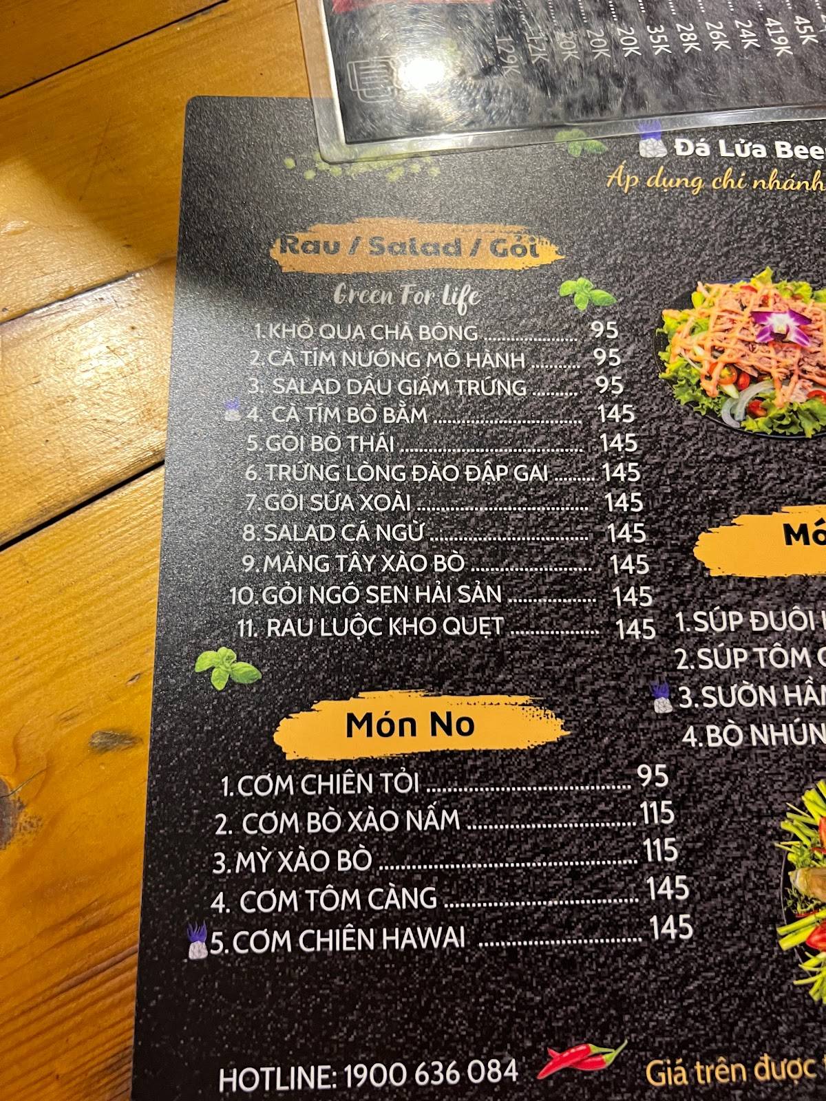 Carta del restaurante Đá Lửa Beer Garden Plus, Ciudad Ho Chi Minh (Saigón)