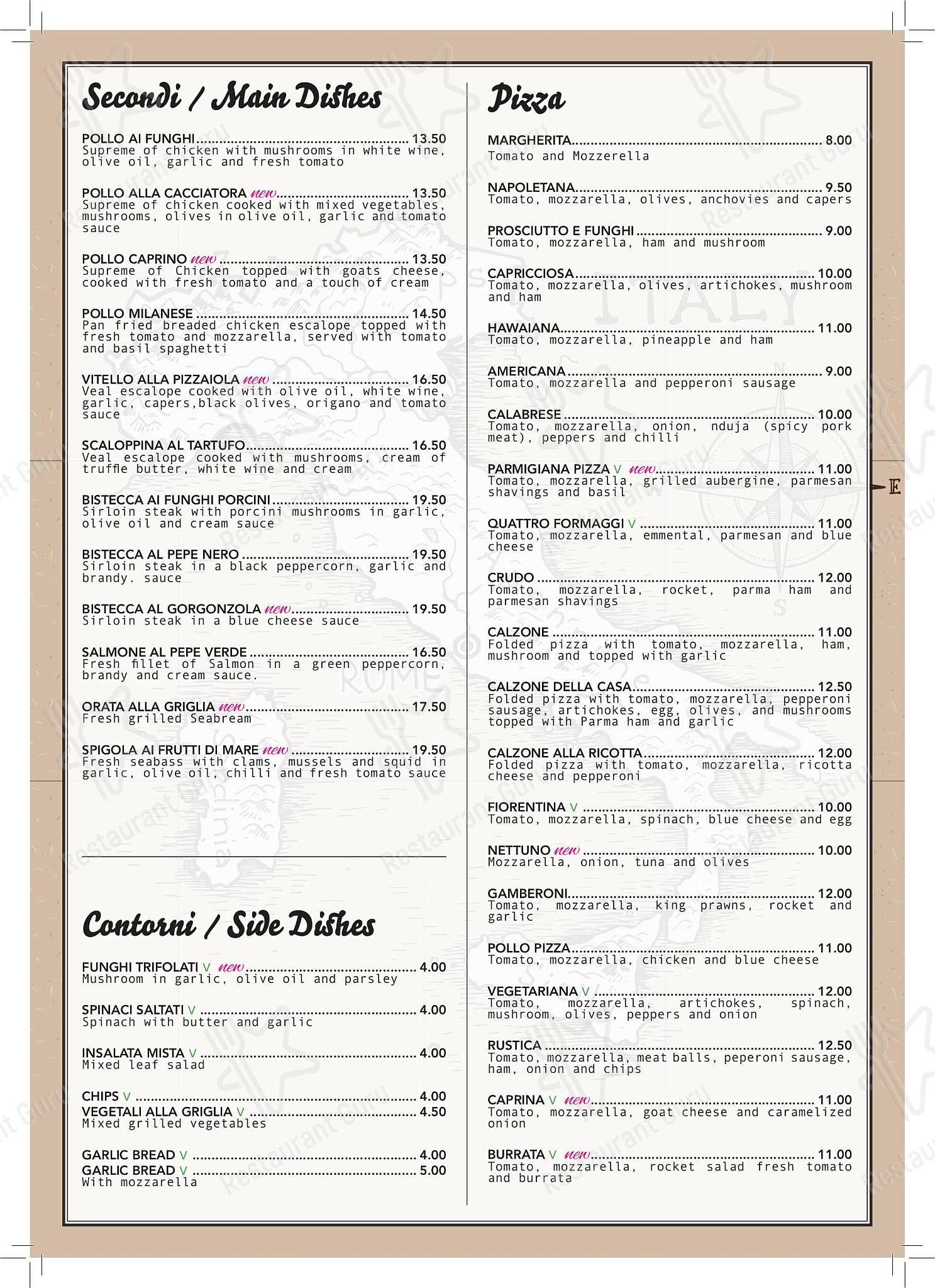 Menu at Da Luca Restaurant, Marlow