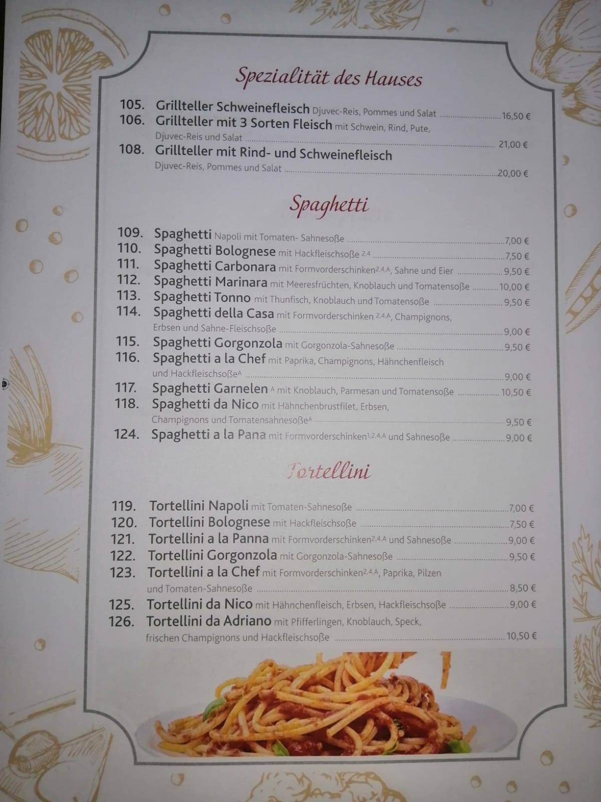 Speisekarte von Da Nico restaurant, Irmtraut