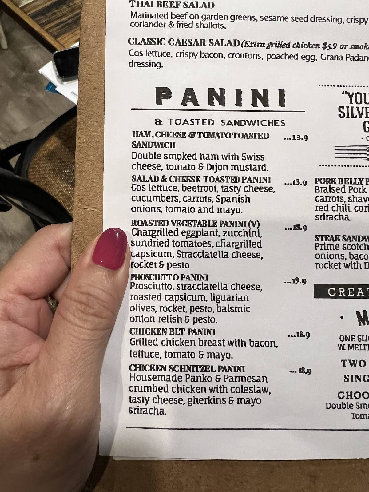 Menu at Dahlias Cafe, Campbelltown