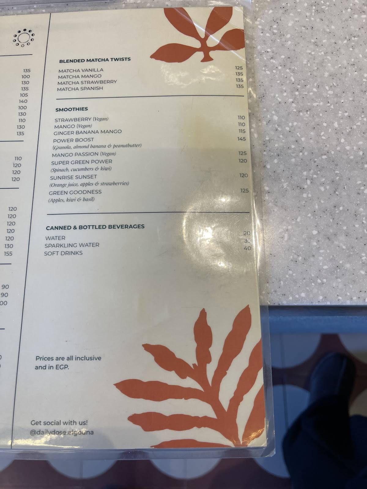 Menu at Daily dose by Cafe Younes, El Gouna