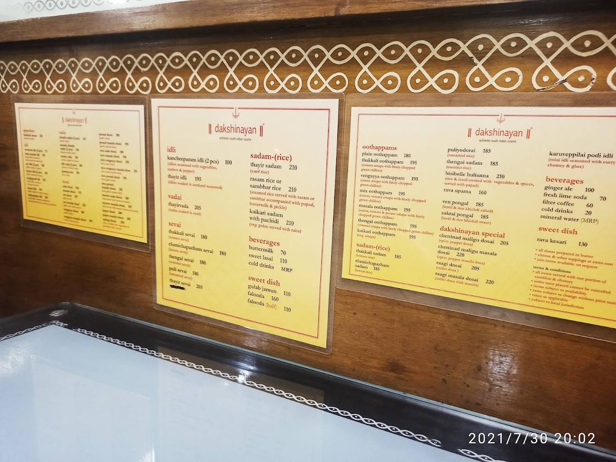 Menu at Dakshinayan, Ahmedabad, 427 Sarthik complex