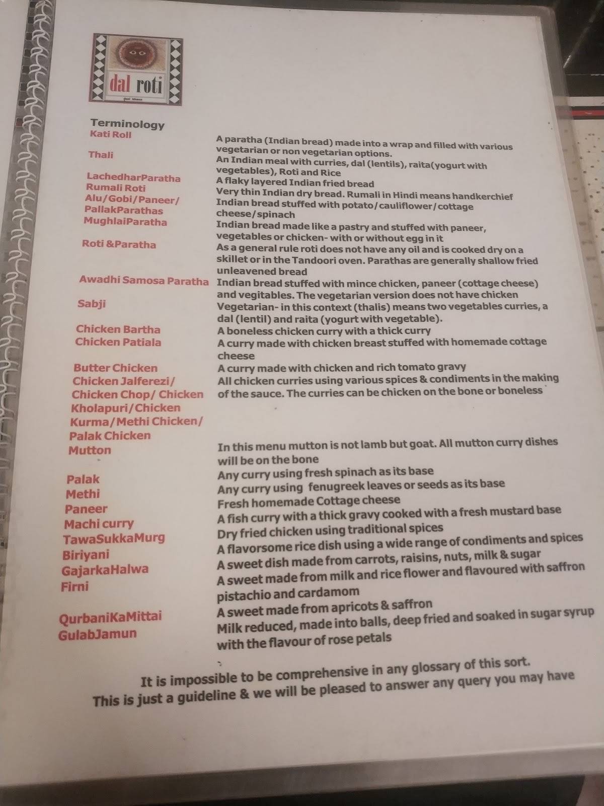 Menu at Dal Roti, Kochi, X67Q+8Q8