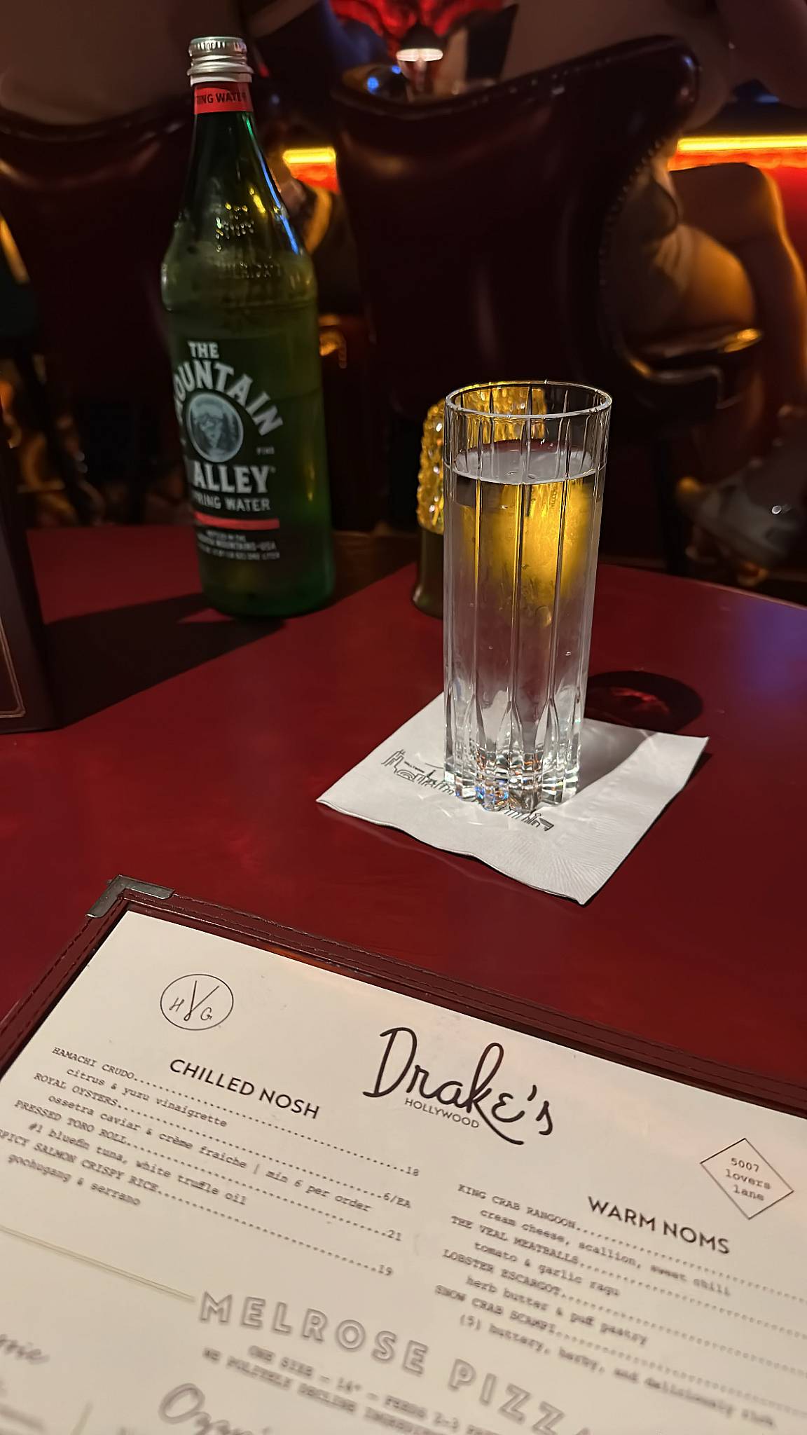 Menu at Drake's Hollywood restaurant, Dallas