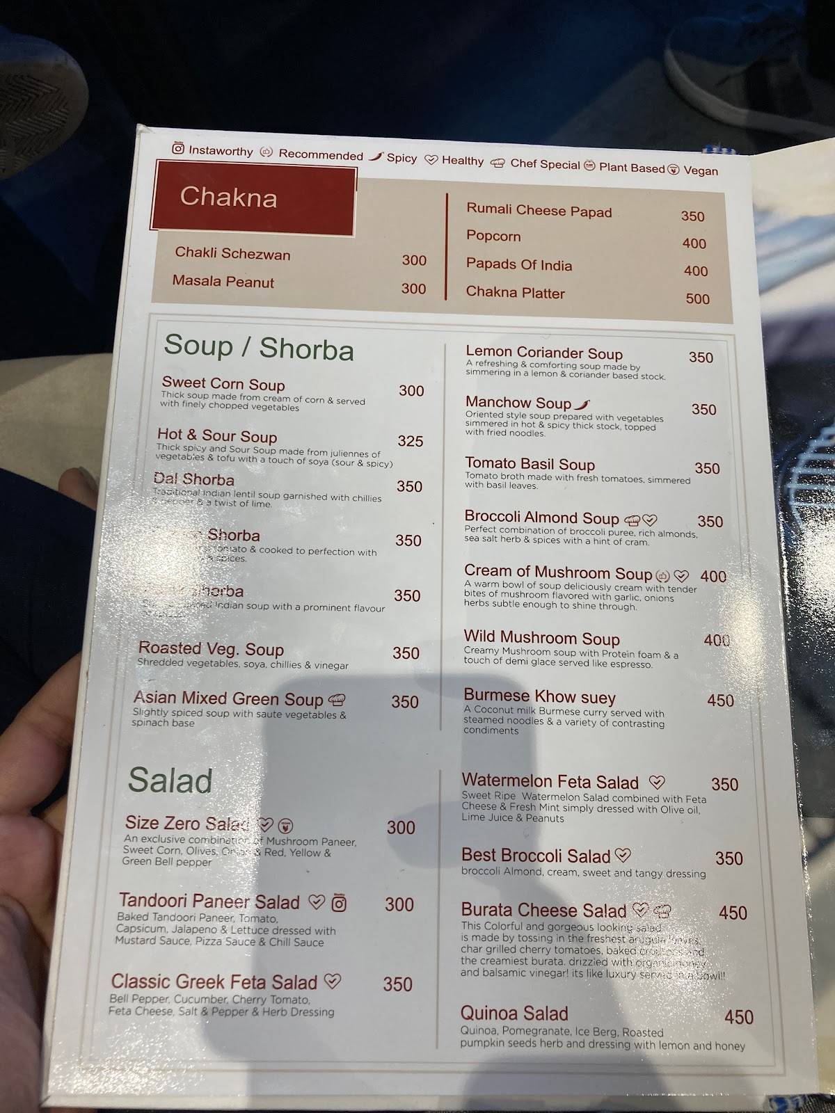 Menu at Daman Culture, Daman