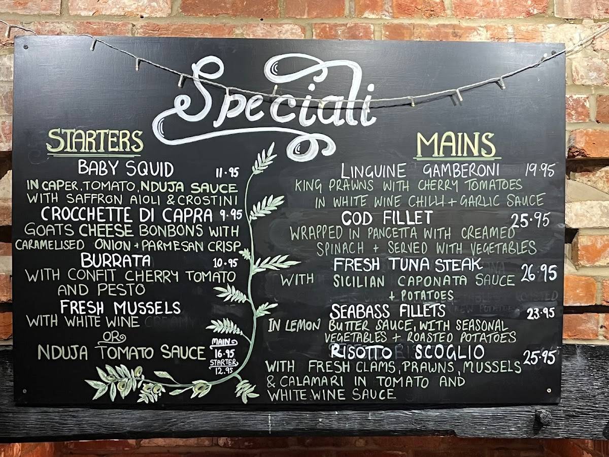 Menu at Daniele Sicilian Restaurant, Farnham