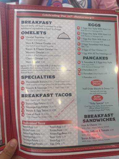 Menu at Dan's Hamburgers restaurant, Austin, Menchaca Rd