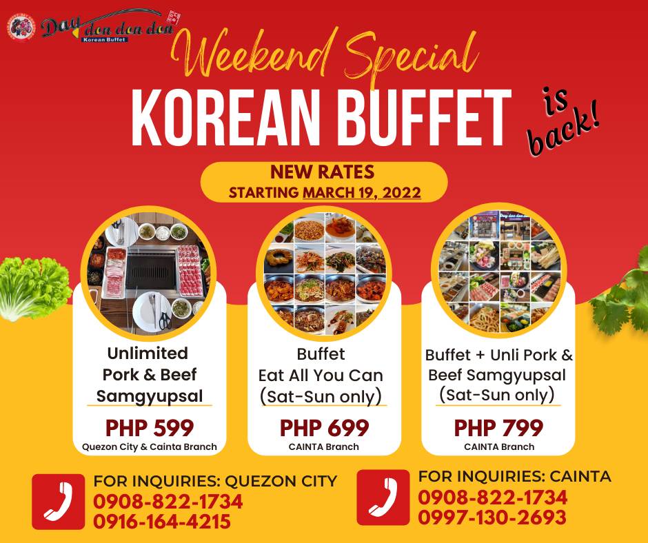 Carta del restaurante Day Don Don Don Korean Buffet, Ciudad Quezon ...
