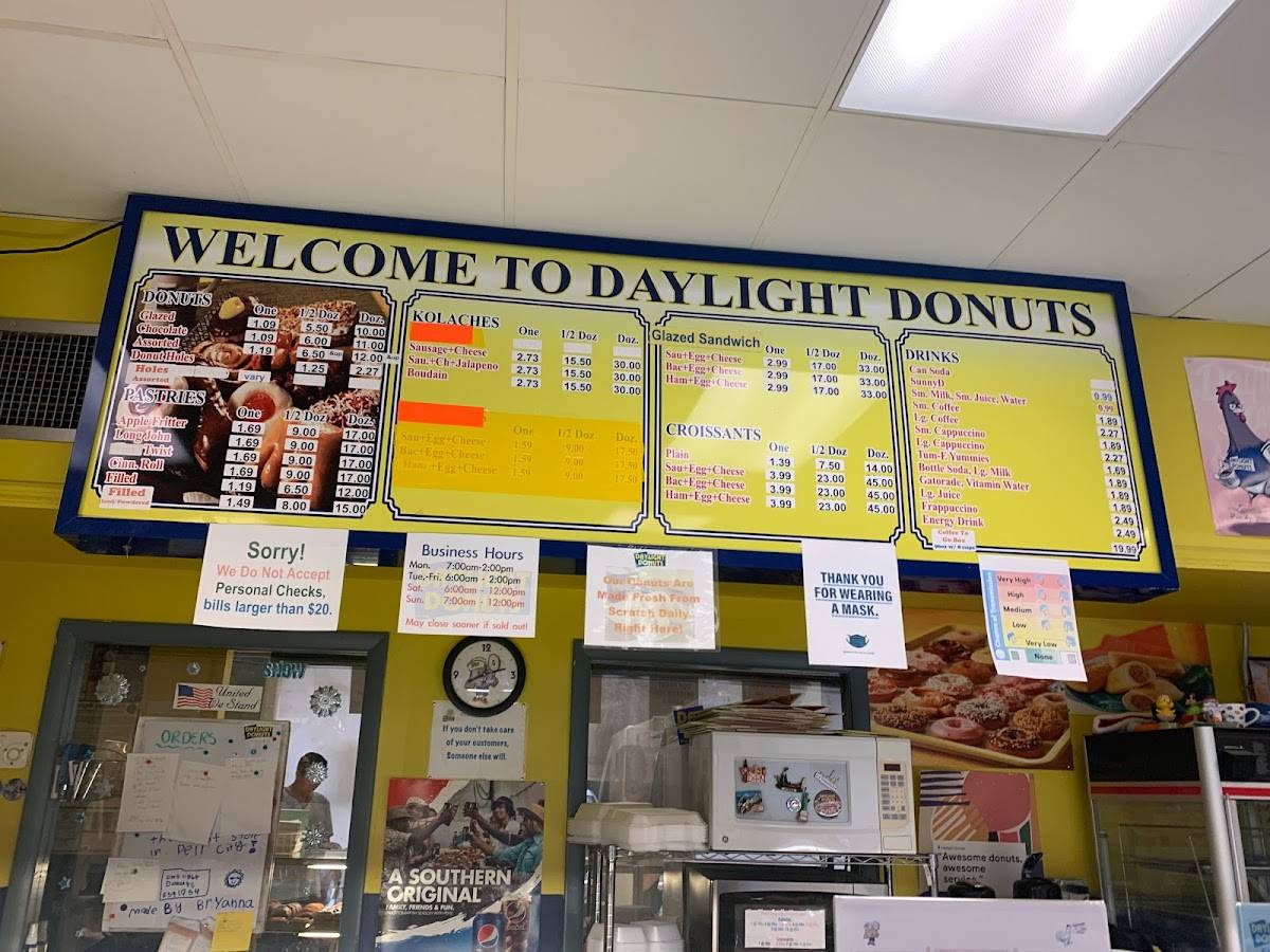 Menu at Daylight Donuts - Pell City, AL, Pell City