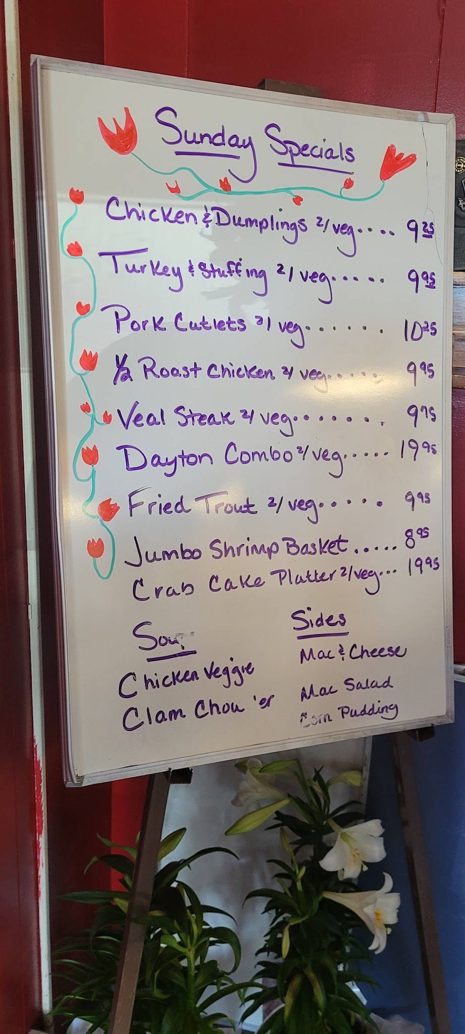 Menu at Dayton's Restaurant, Salisbury