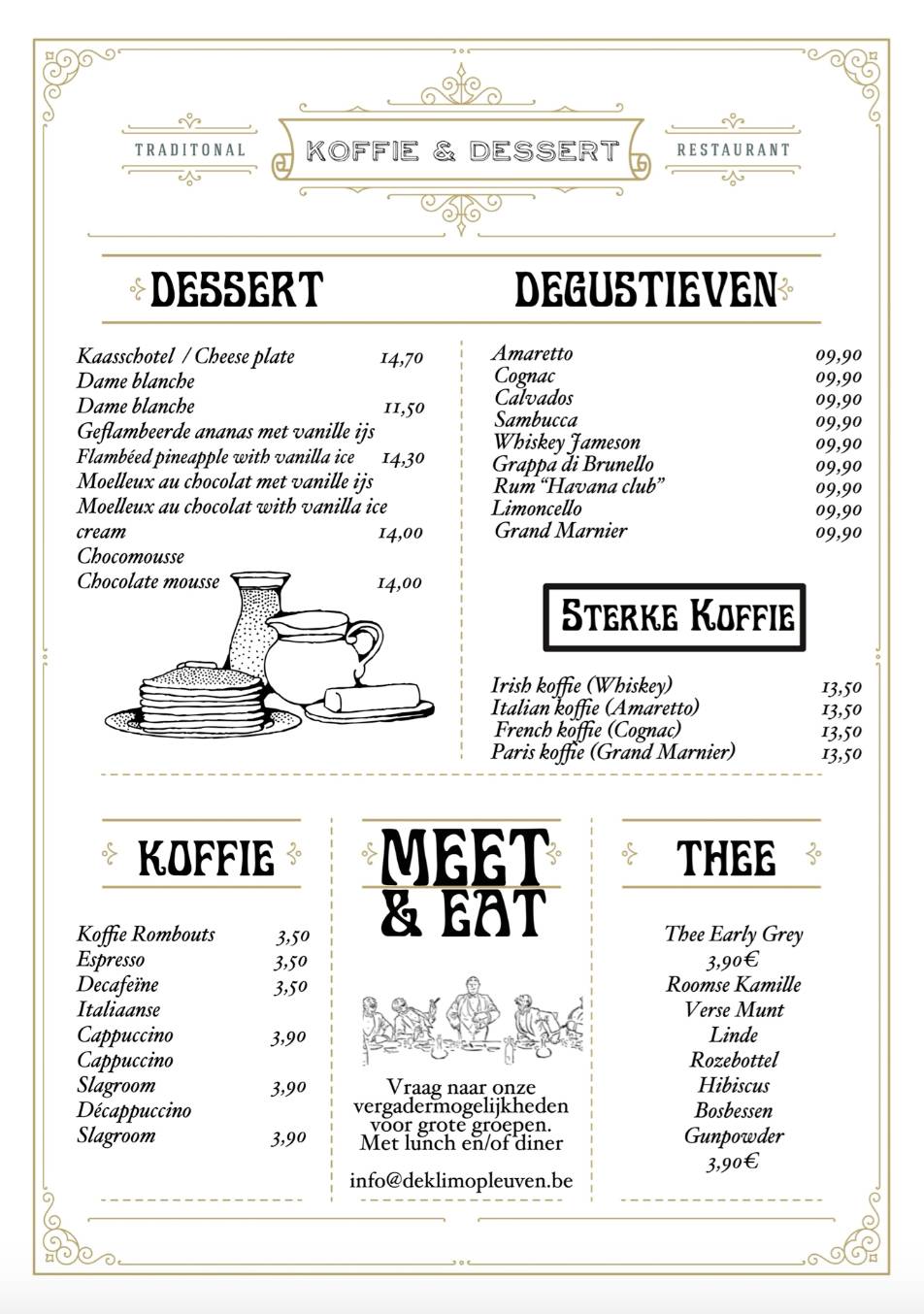 Menu at De Klimop, Leuven