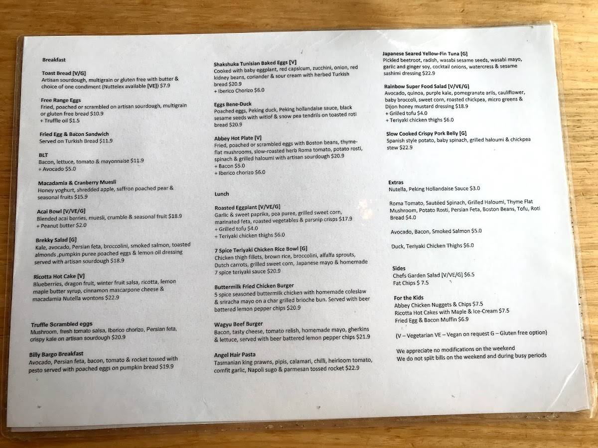 Menu at Quarter Two Cafe, Moonee Ponds
