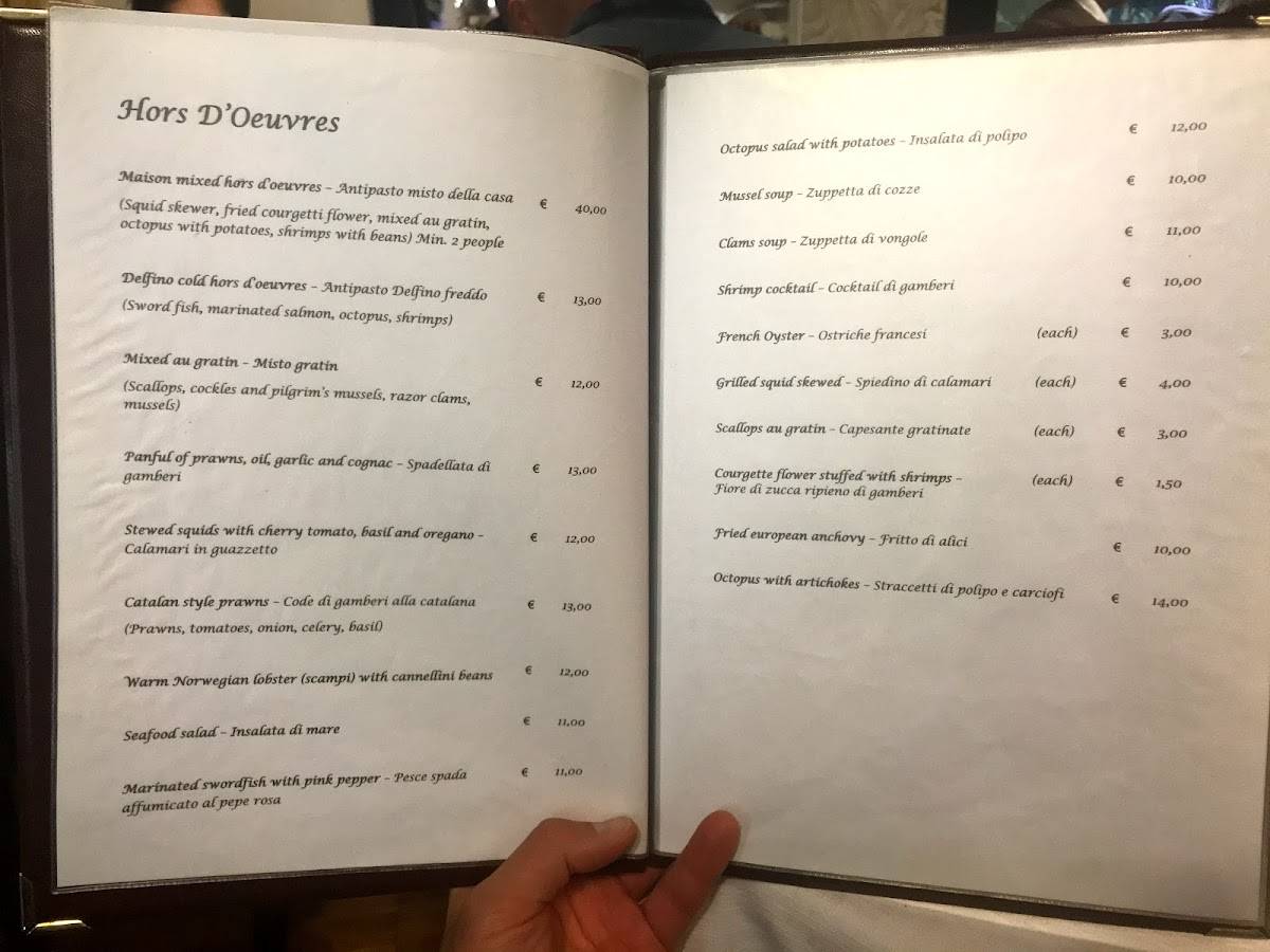Menu da Ristorante di Pesce Il Delfino, Milano